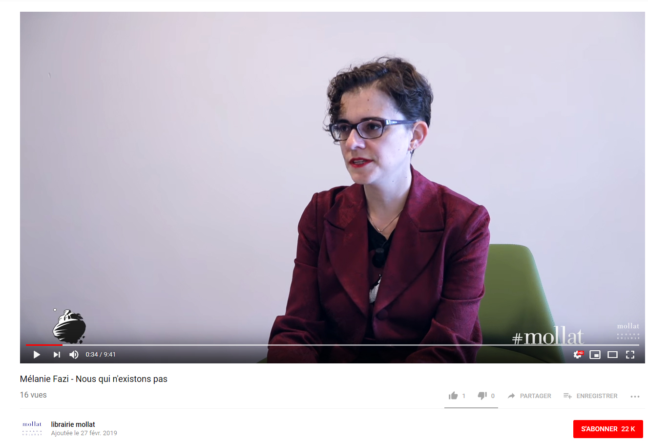 Interview vidéo pour la librairie Mollat - Mélanie Fazi